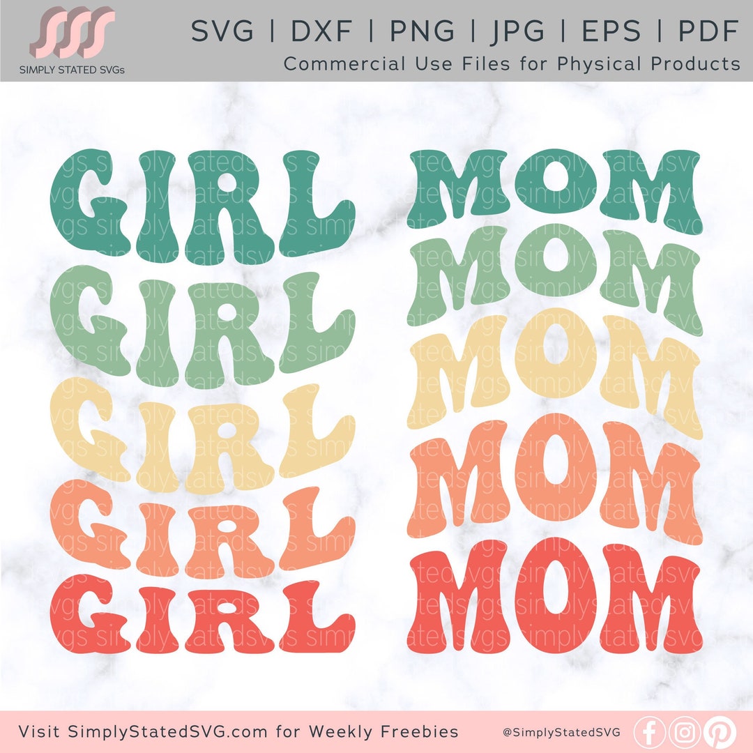 Girl Mom SVG Mom SVG Retro Mom Png Retro Mother's Day Svg Silhouette ...