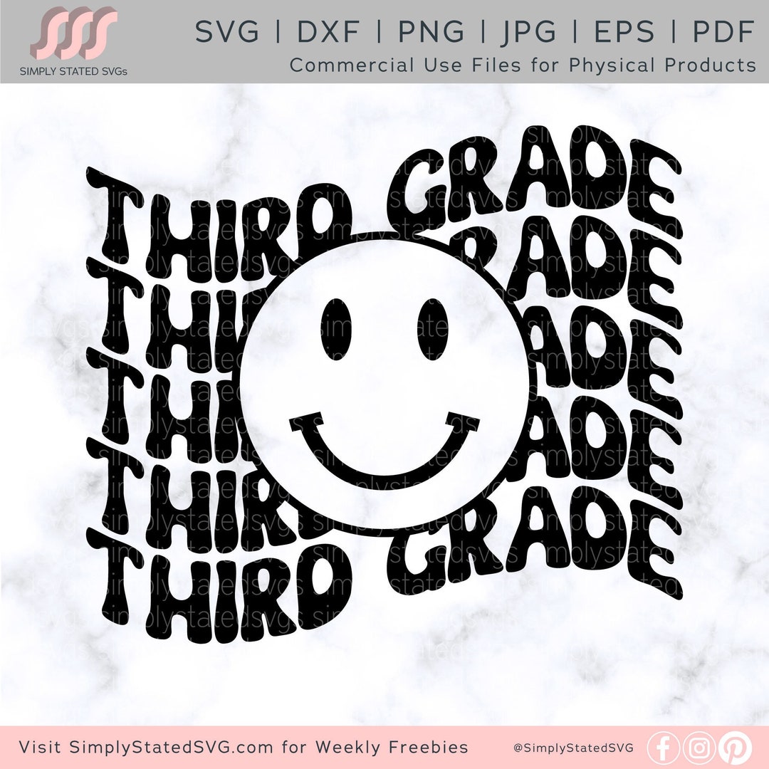 Retro Third Grade Smiley SVG 3rd Grade PNG Third Grade Smiley - Etsy
