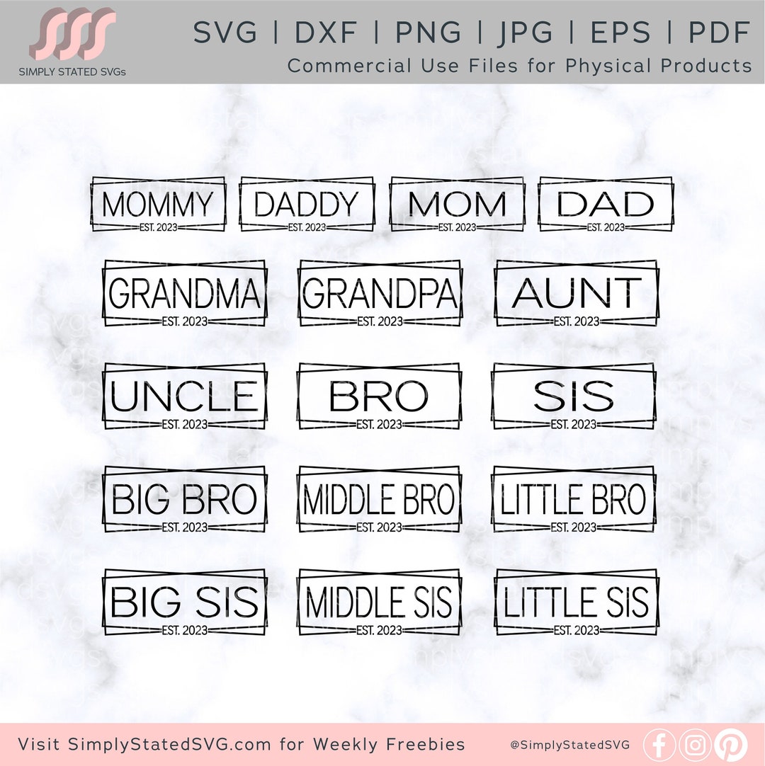 Family Est 2023 SVG Bundle Family Frames SVG Bundle Baby Announcement ...