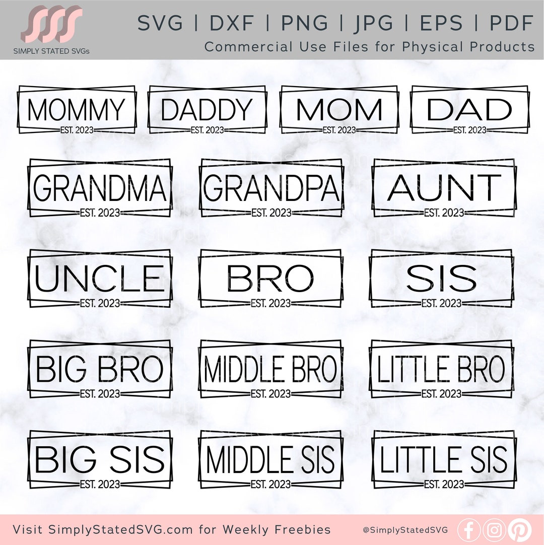 Family Est 2023 SVG Bundle Family Frames SVG Bundle Baby - Etsy