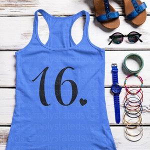 16 SVG 16 Heart SVG 16th Birthday SVG Sweet 16 Svg Birthday Gift Svg ...
