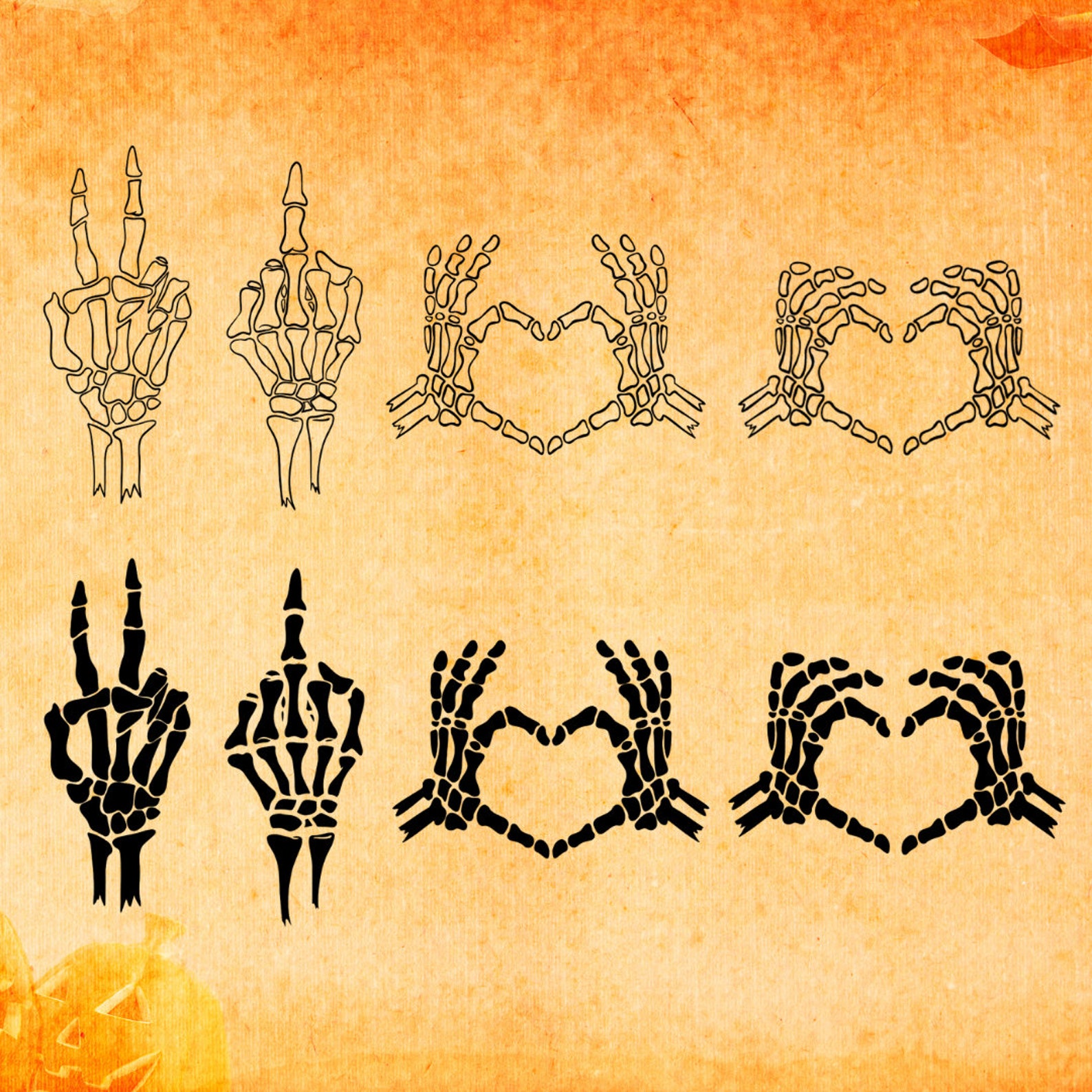 Skeleton Hands SVG Bundle Skeleton Hands SVG Bundle Outline - Etsy