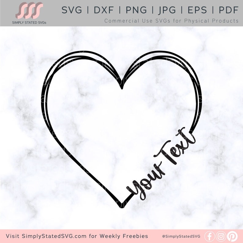 Custom Heart SVG Your Text Here SVG Create Your Own Heart SVG Hand ...