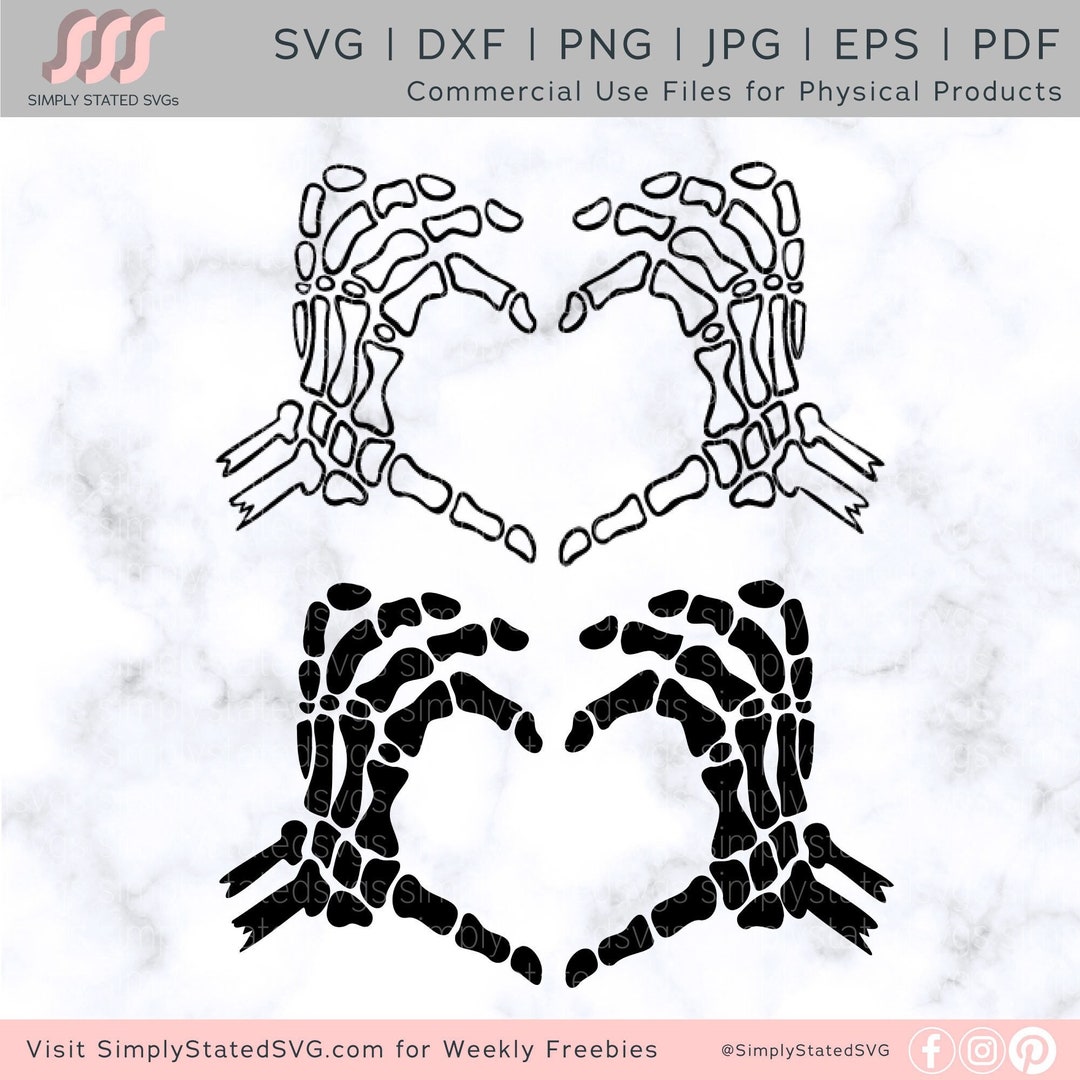 Skeleton Hand Heart SVG Skeleton Hand Heart SVG Outline Skeleton Hand ...