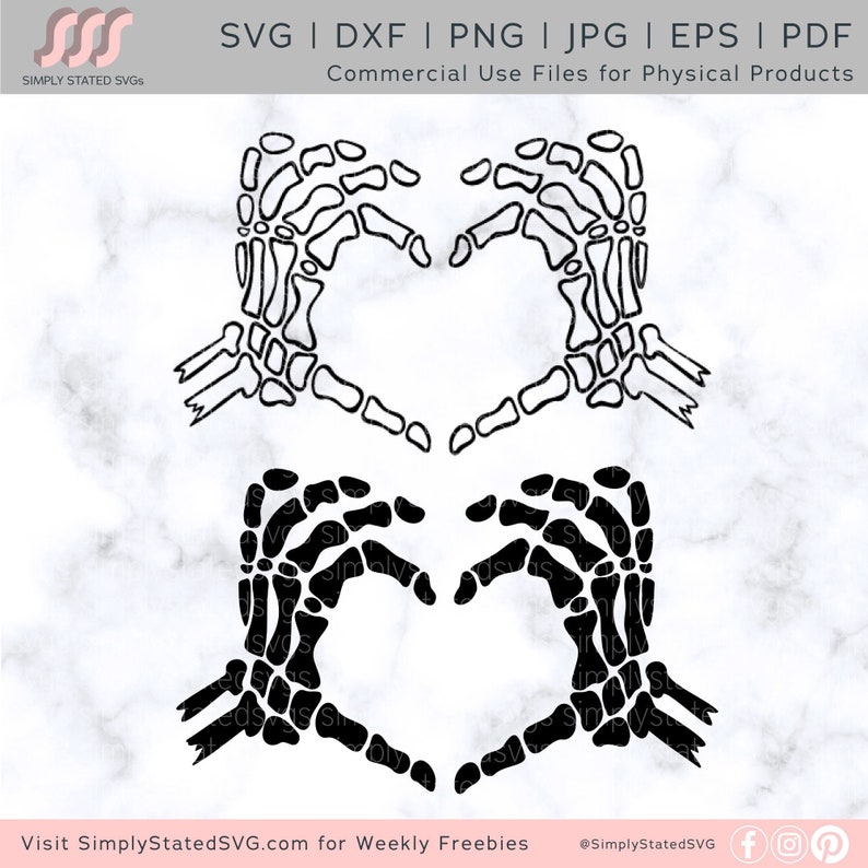 Skeleton Hand Heart SVG Skeleton Hand Heart SVG Outline - Etsy