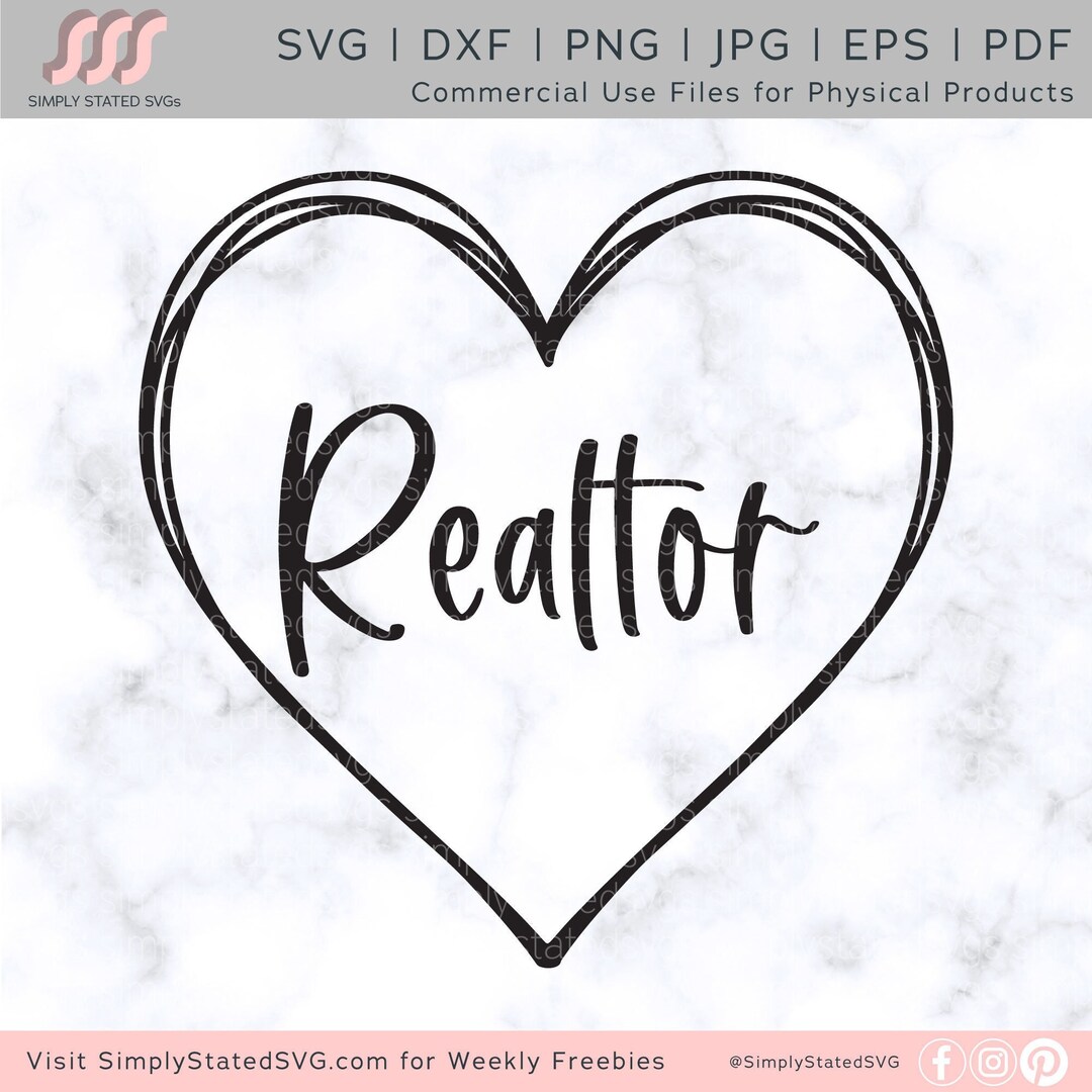 Realtor Script Heart SVG Realtor Gift SVG Realtor Heart PNG Realtor Dxf ...