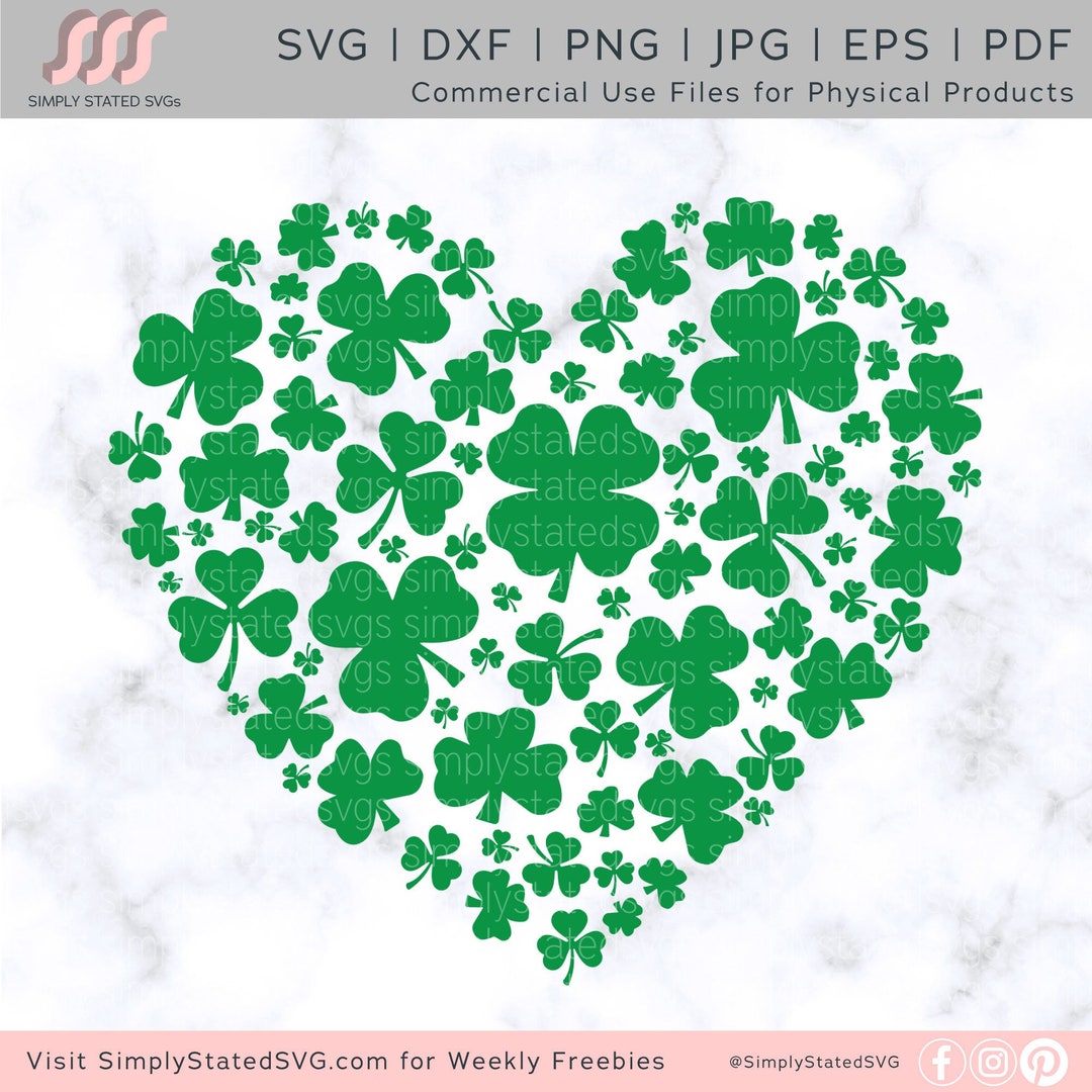 Shamrock Heart SVG, Shamrock SVG, Shamrock Heart PNG, St Patricks Day ...