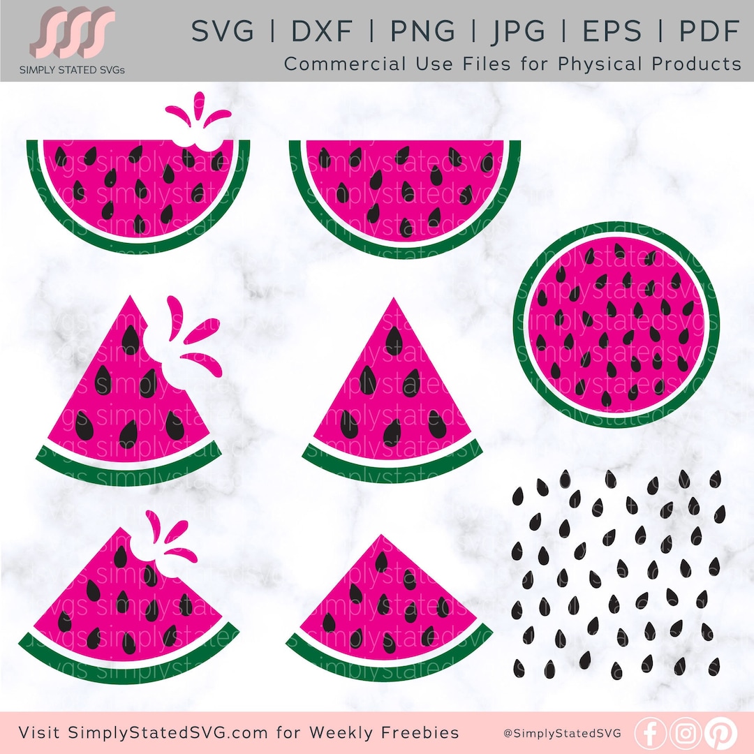Watermelon SVG Bundle Watermelon SVG Watermelon Slice SVG Summer Fruit ...