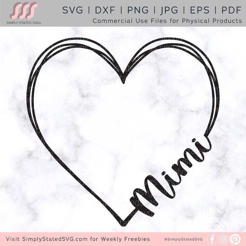 Mimi SVG Heart SVG Mimi PNG Hand Drawn Heart Svg Mimi Gift - Etsy