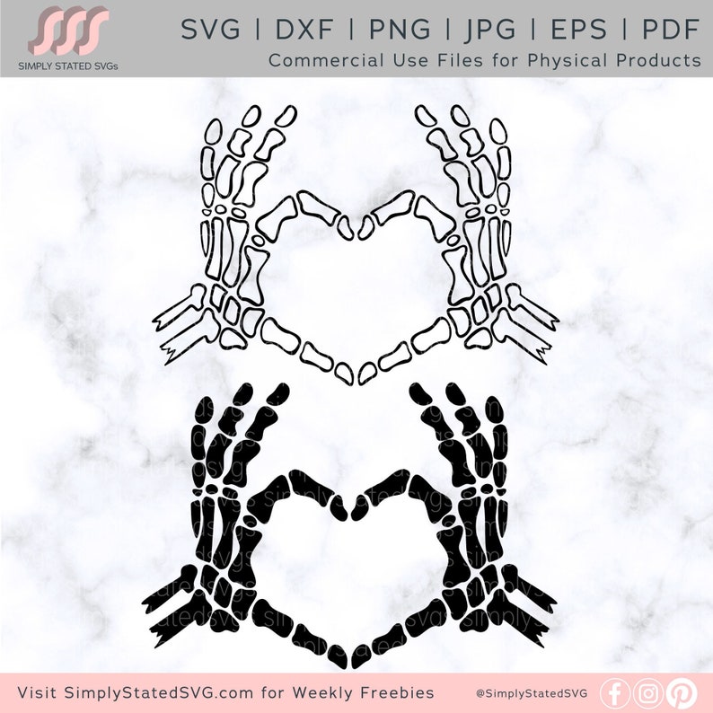 Skeleton Hand Heart SVG Skeleton Hand Heart Cut File Outline - Etsy