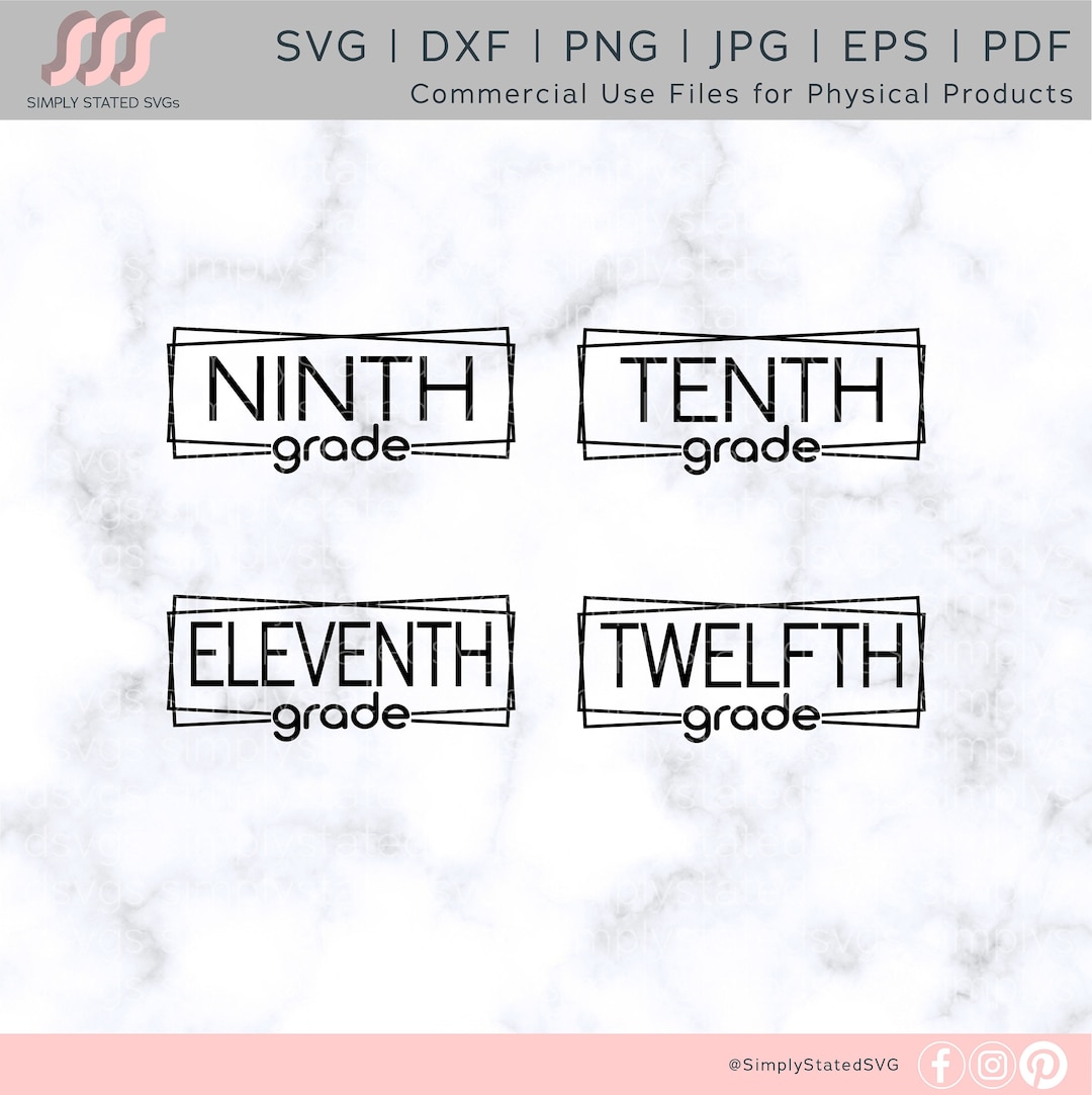High School SVG Bundle Grade Level SVG Bundle Back to School SVG 9th ...