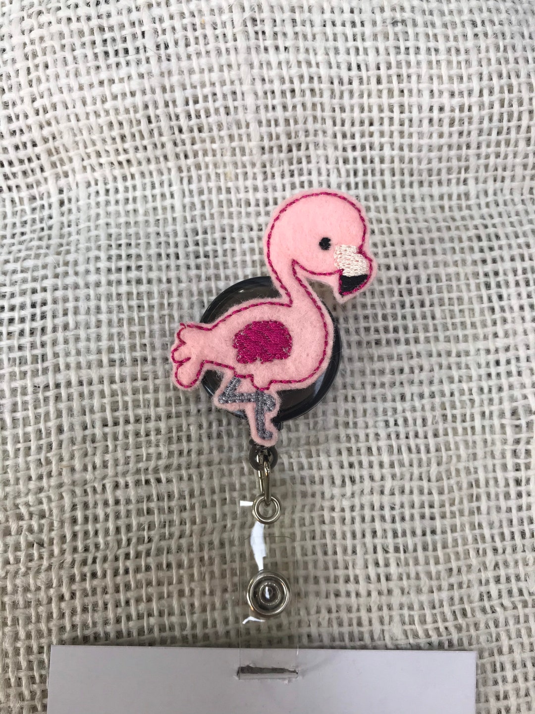 Poised Flamingo Badge Reel - ID Badge Reel - Badge Holder - Lanyard ...