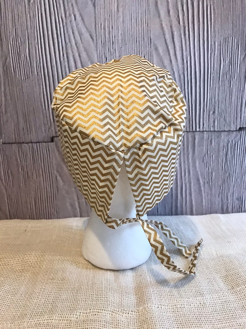 Gold and Cream Chevron Scrub Cap Surgery Surgical OR Hat | Etsy