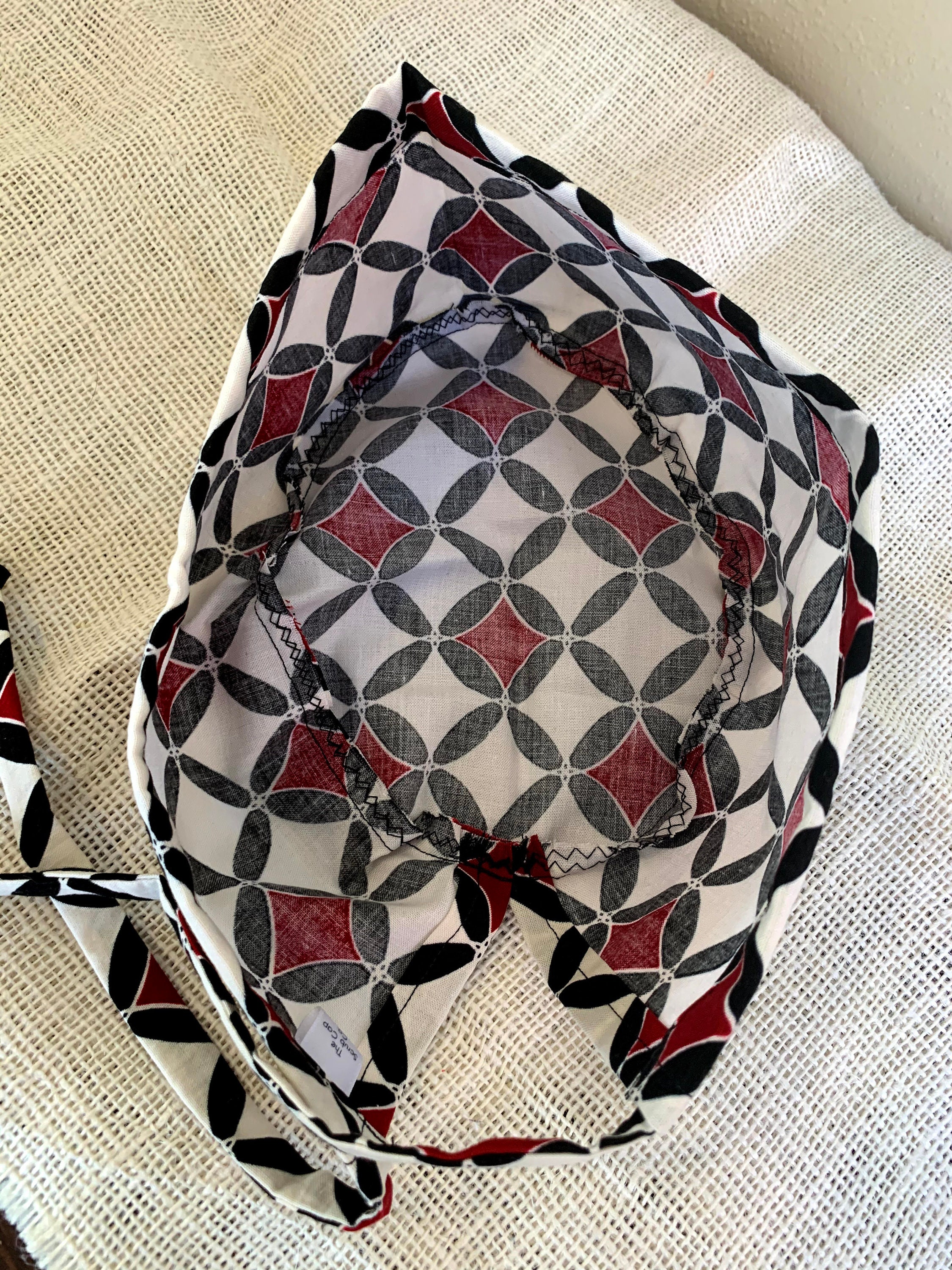 Cream and Maroon Geometric Scrub Cap - Surgery Cap - Scrub Caps Hat ...