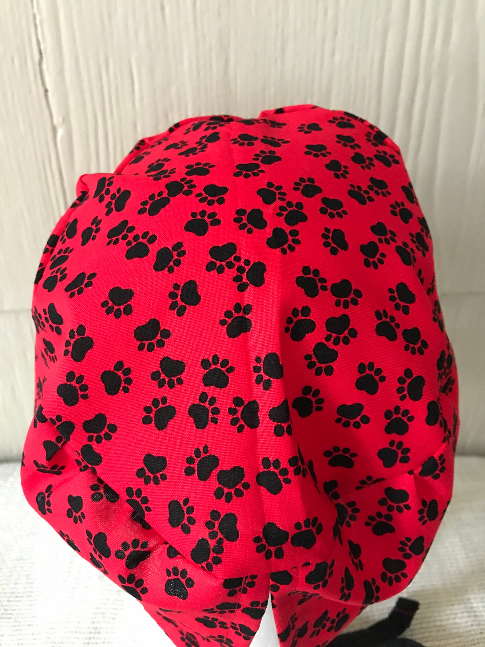 Black Paw Prints on Red Scrub Cap Surgery Cap Scrub Caps | Etsy