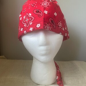 Red Bandana Scrub Cap *last With Black Tie - Surgery Cap - Scrub Caps ...