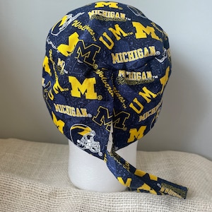 University of Michigan Scrub Cap - Logos on Blue - Surgery Cap - Scrub ...