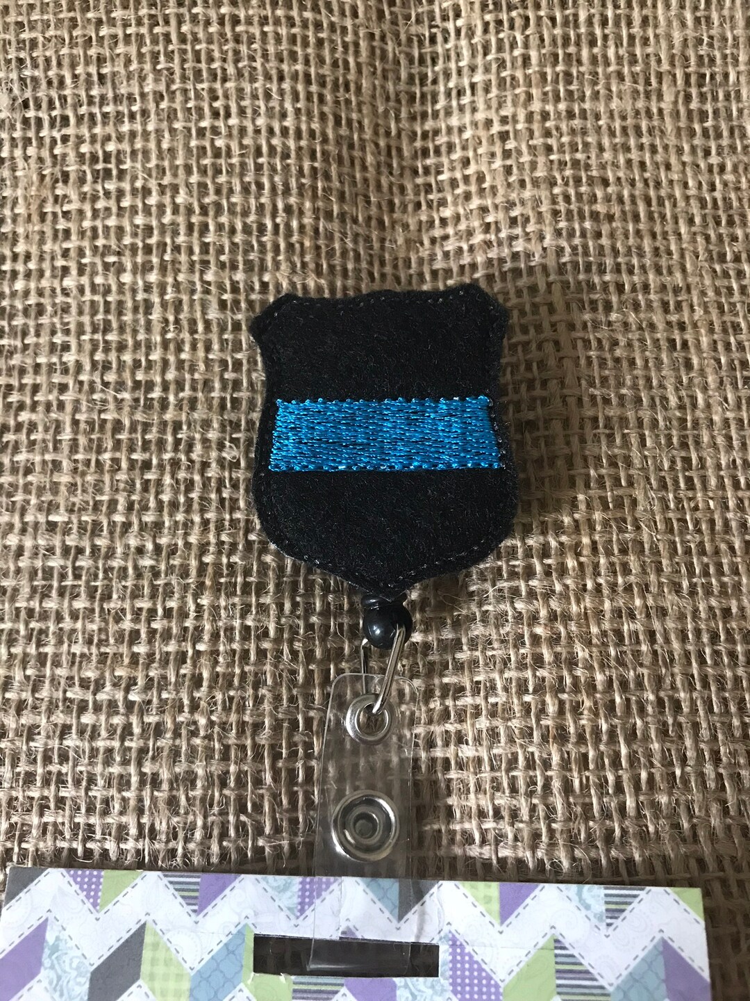 Back the Blue Police Badge Blue Line Badge Reel - ID Badge Reel - Badge ...