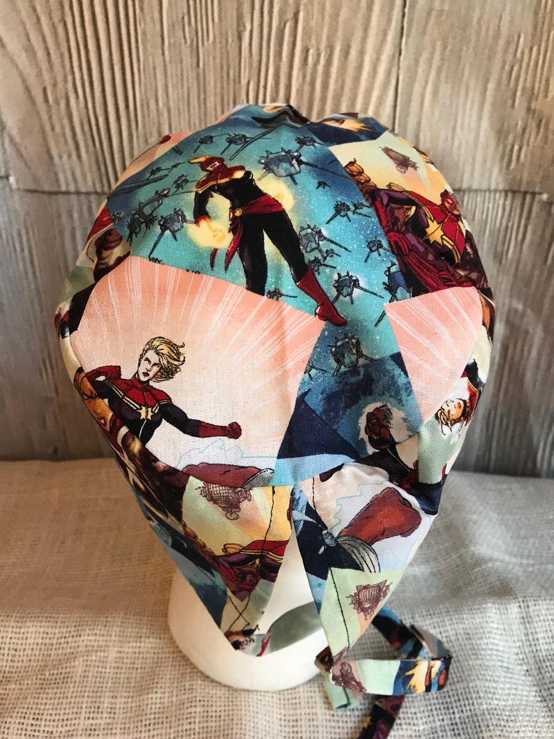 Captain Marvel Comic Page Scrub Cap Surgery Hat Cap Scrub | Etsy