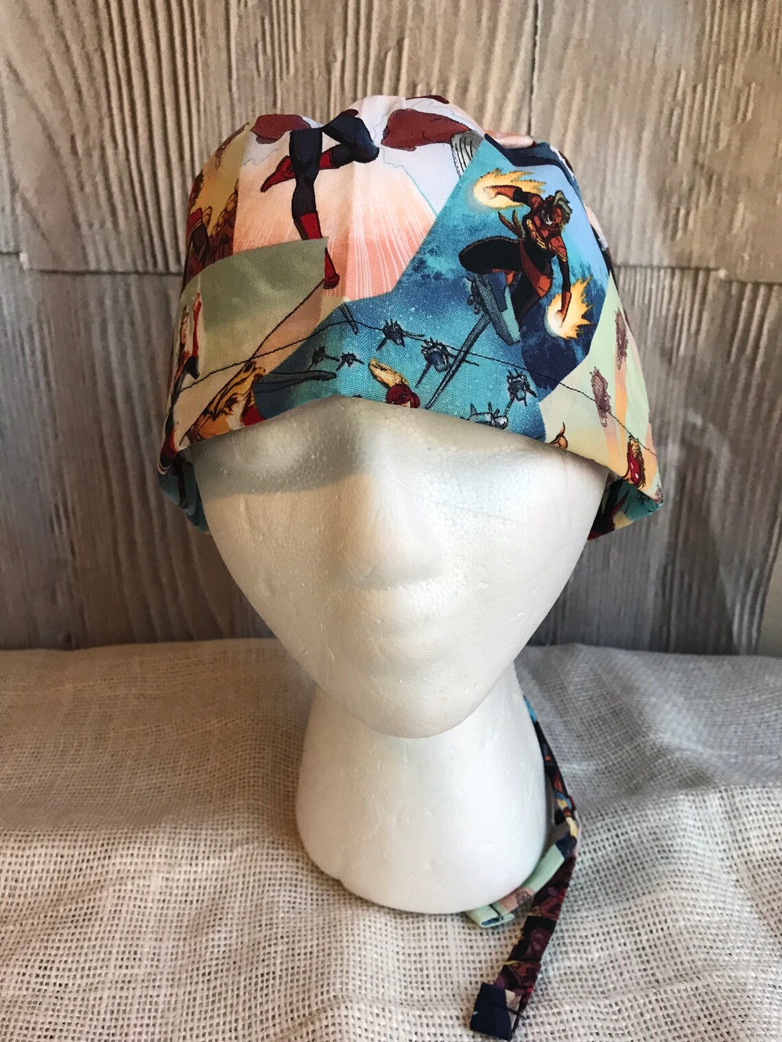 Captain Marvel Comic Page Scrub Cap Surgery Hat Cap Scrub | Etsy