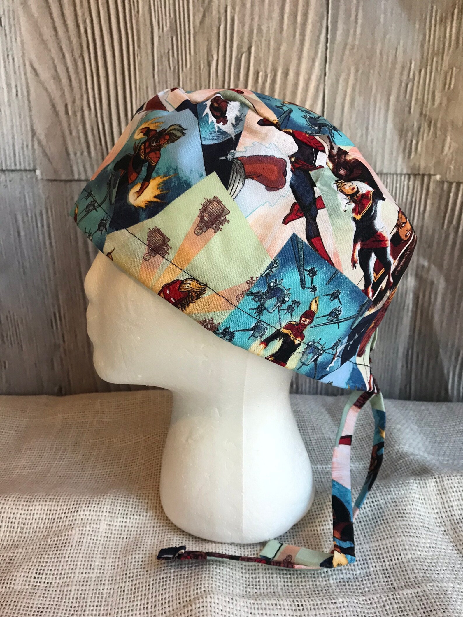 Captain Marvel Comic Page Scrub Cap Surgery Hat Cap Scrub | Etsy