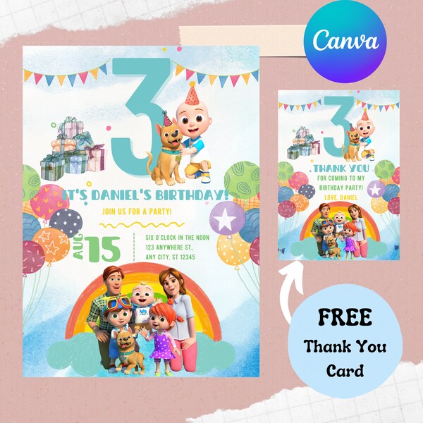 Coco Melon Birthday Invitation - Etsy