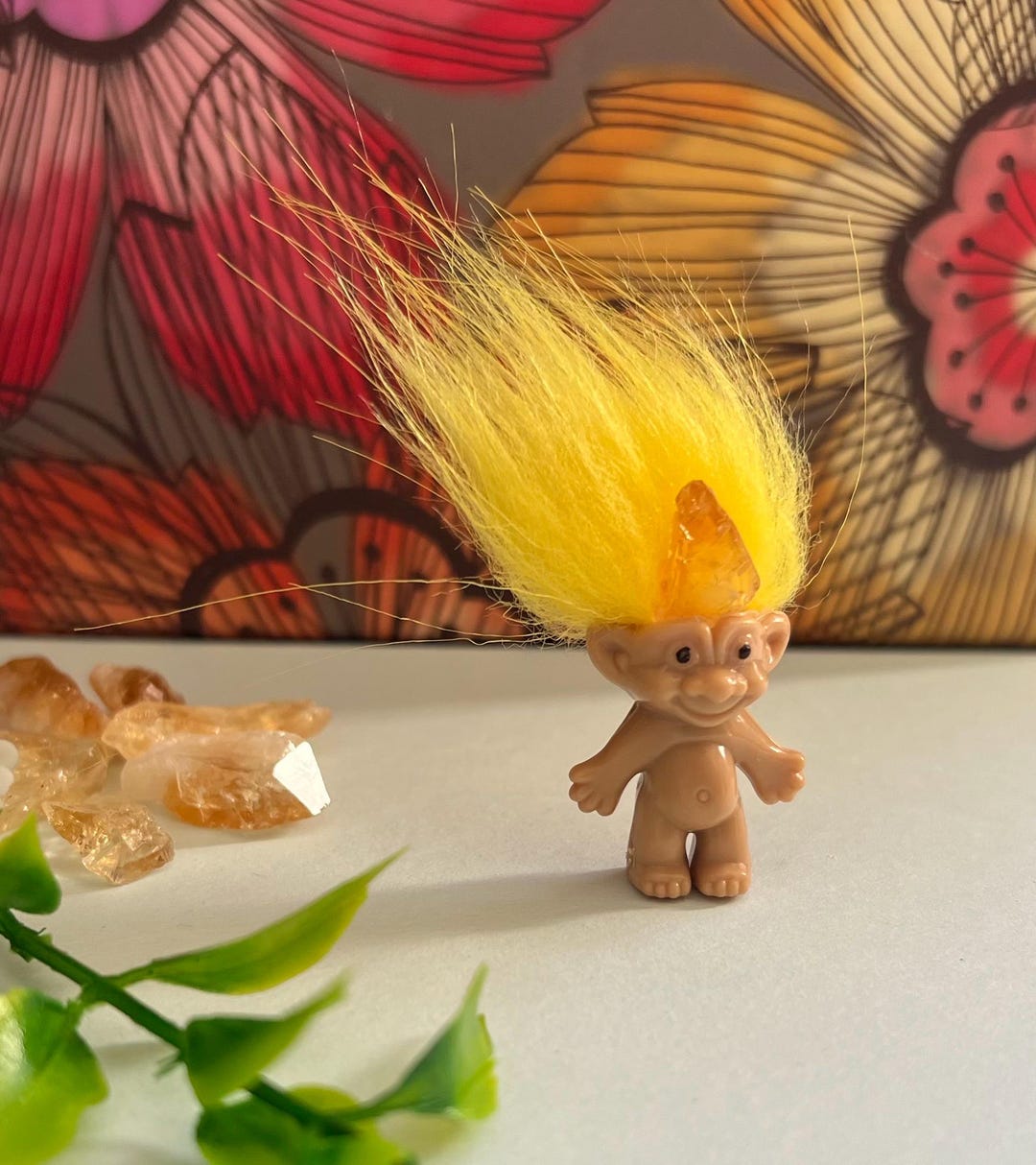 Mini Citrine Troll/crystal Troll/fairy Garden/good Luck Charm/troll ...