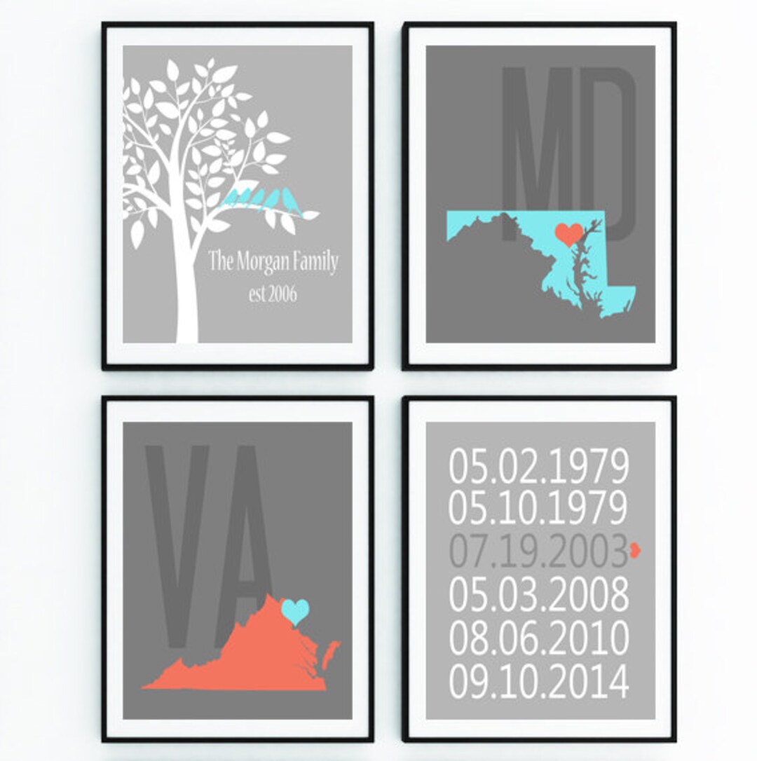 Personalized Family Tree Art Custom Home Wall Art State Map - Etsy