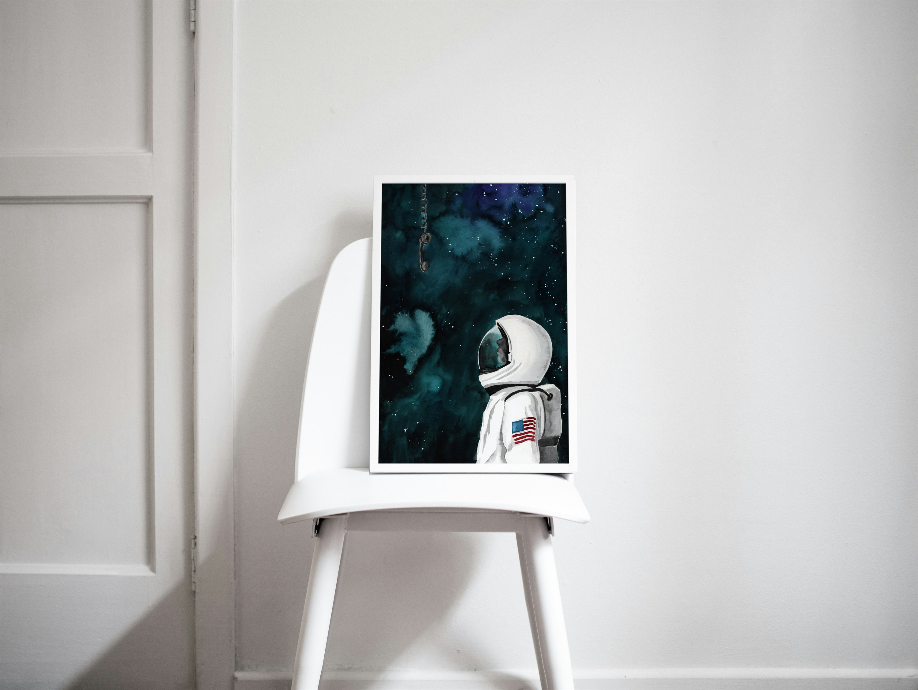 Line in the Sky Fine Art Reproduction Print - Outer Space Watercolor ...