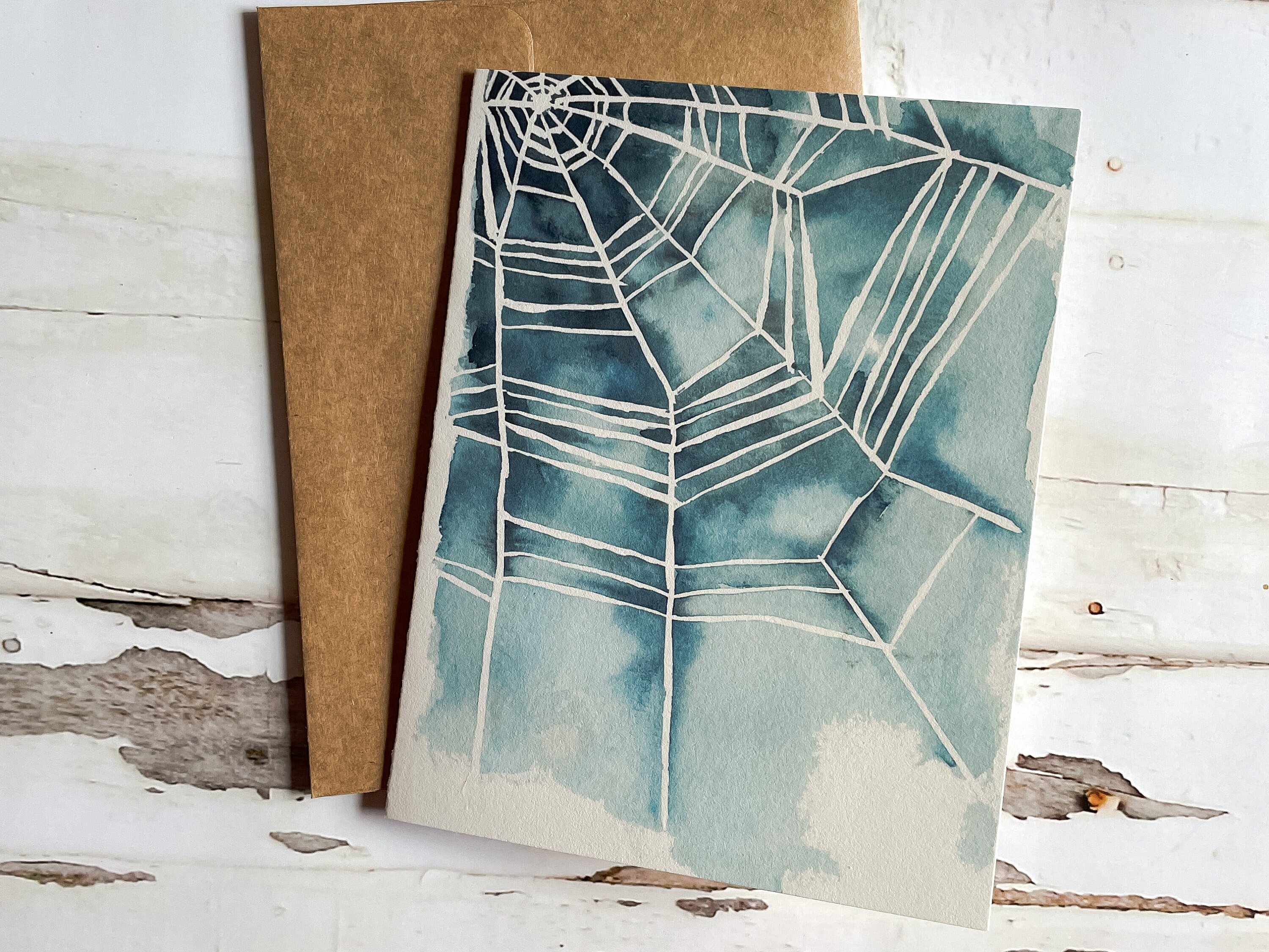 Spooky Spider Webs - A2 Halloween Watercolor Greeting Card and Envelope ...