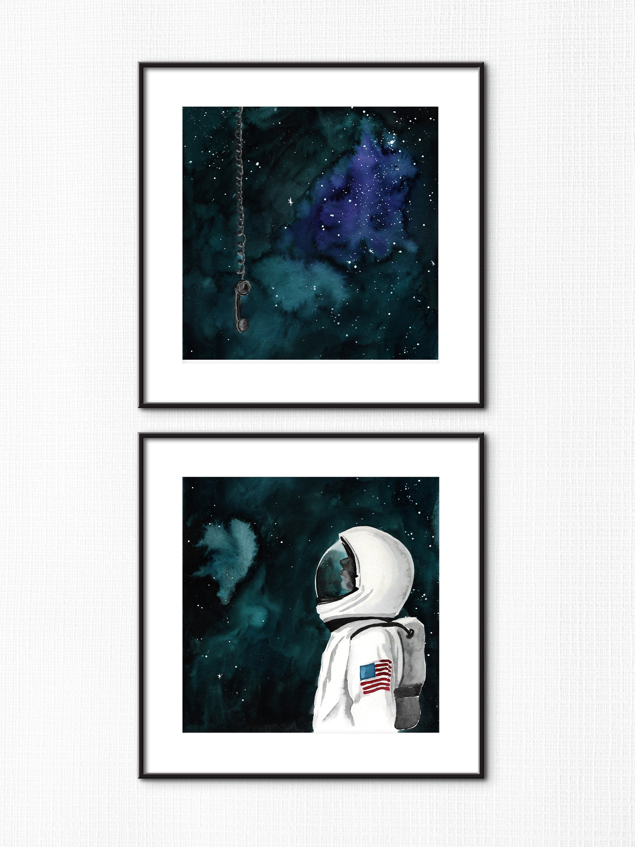 Line in the Sky Fine Art Reproduction Print - Outer Space Watercolor ...