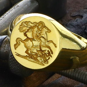 St George Dragon Slayer Ring, Saint George Ring, Wax Seal Signet Ring ...