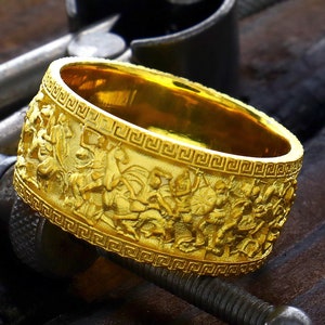 Alexander the Great Ring, Solid 14k Gold Ring, Men's Wedding Ring ...