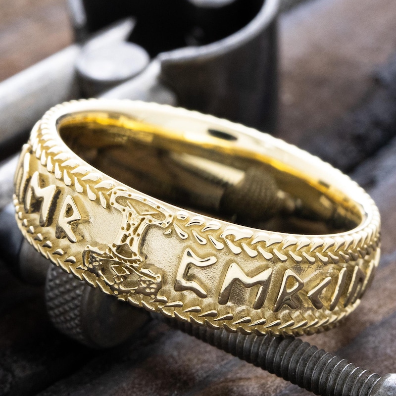 14k Gold Runic Ring - Etsy