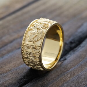 Roman Emperor Caracalla's Relief Solid Gold Ring, 10mm Solid 14k Gold ...