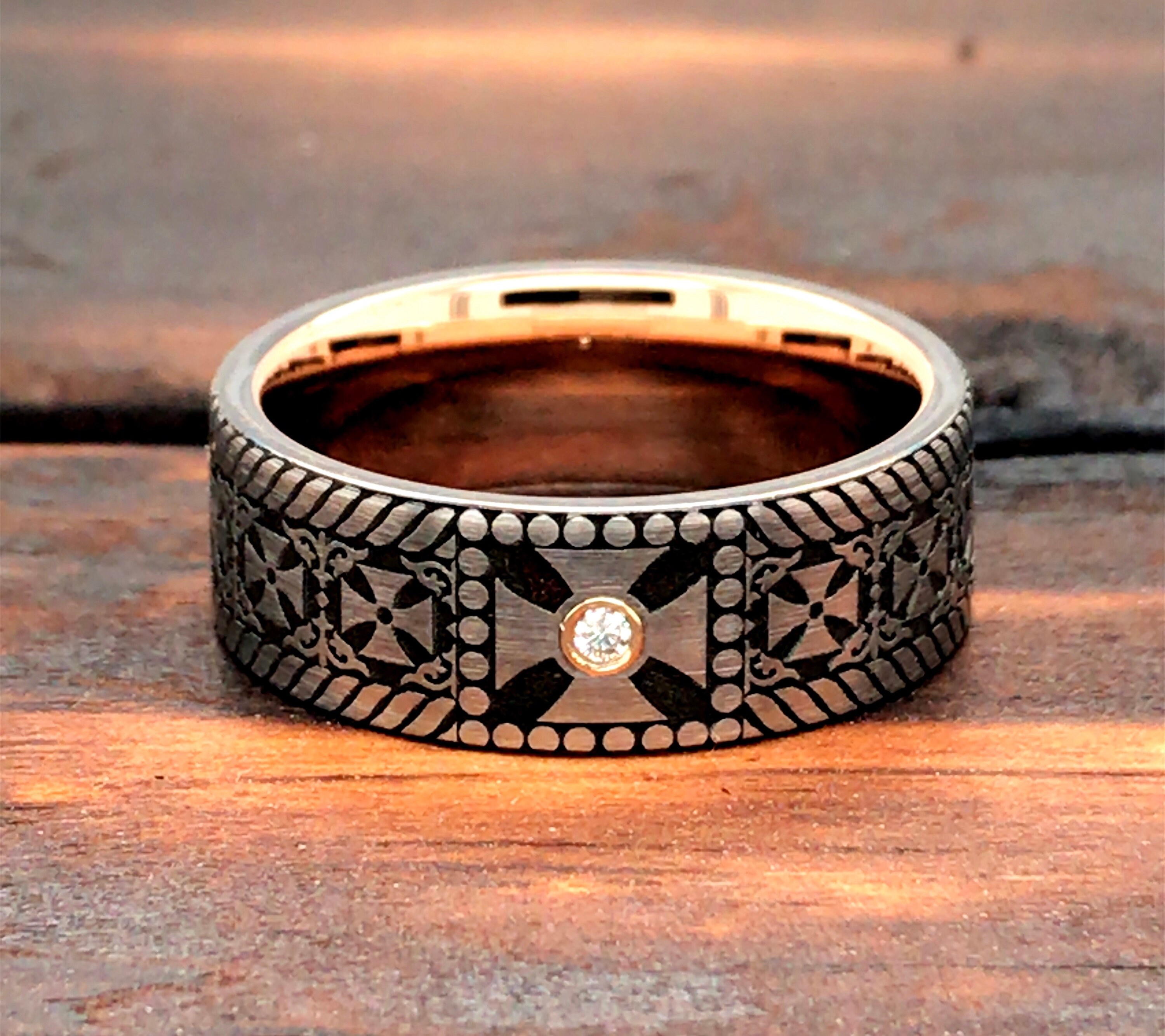 Tungsten Ring Mens Tungsten Ring Iron Cross Ring Wedding - Etsy