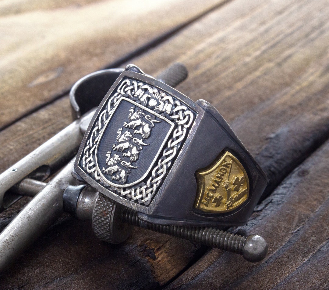 Solid Gold and Sterling Silver Family Crest Ring for Him and Her ...