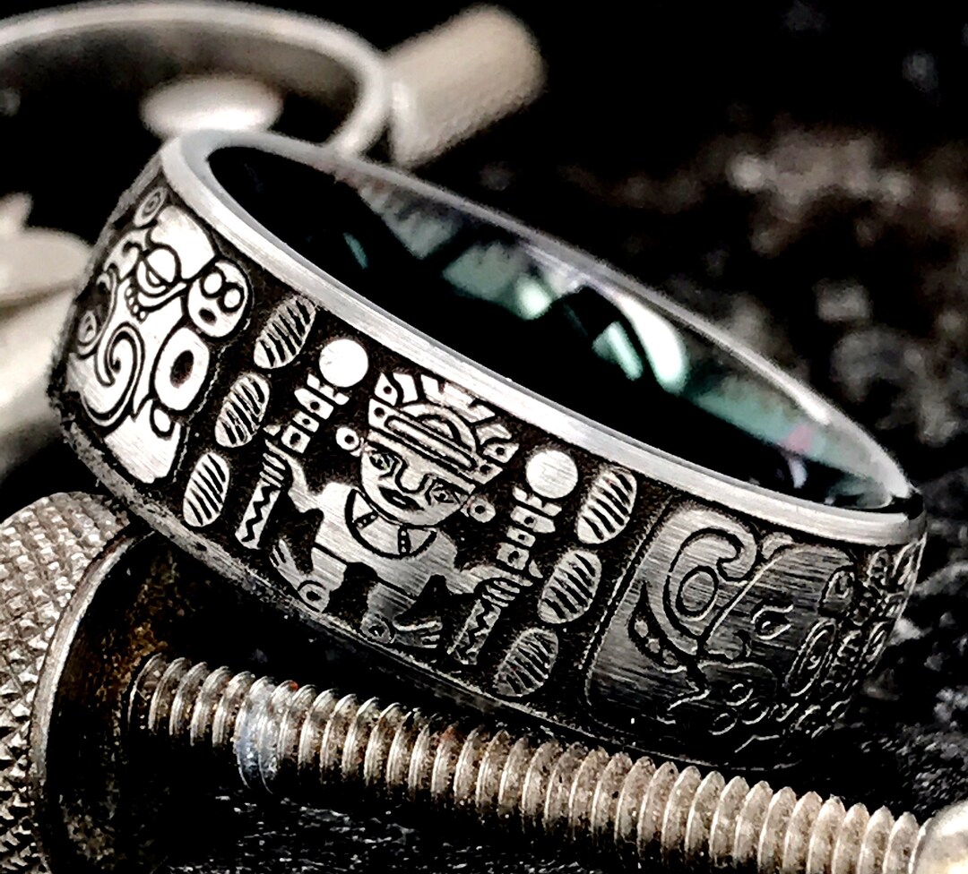 Mayan Ring, Antique Mayan Ring, Vintage Mayan Ring, Mayan Calendar Ring, Mayan Zodiac Ring, Men ...