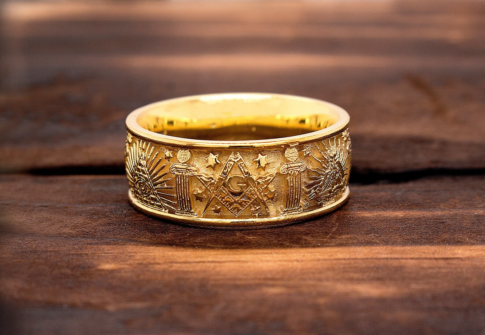 Gold Mason Ring Masonic Ring Solid 14k Yellow Gold Ring - Etsy