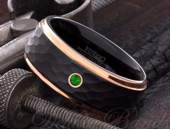 Mens Wedding Band Tungsten Carbide Ring Gemstone Wedding | Etsy