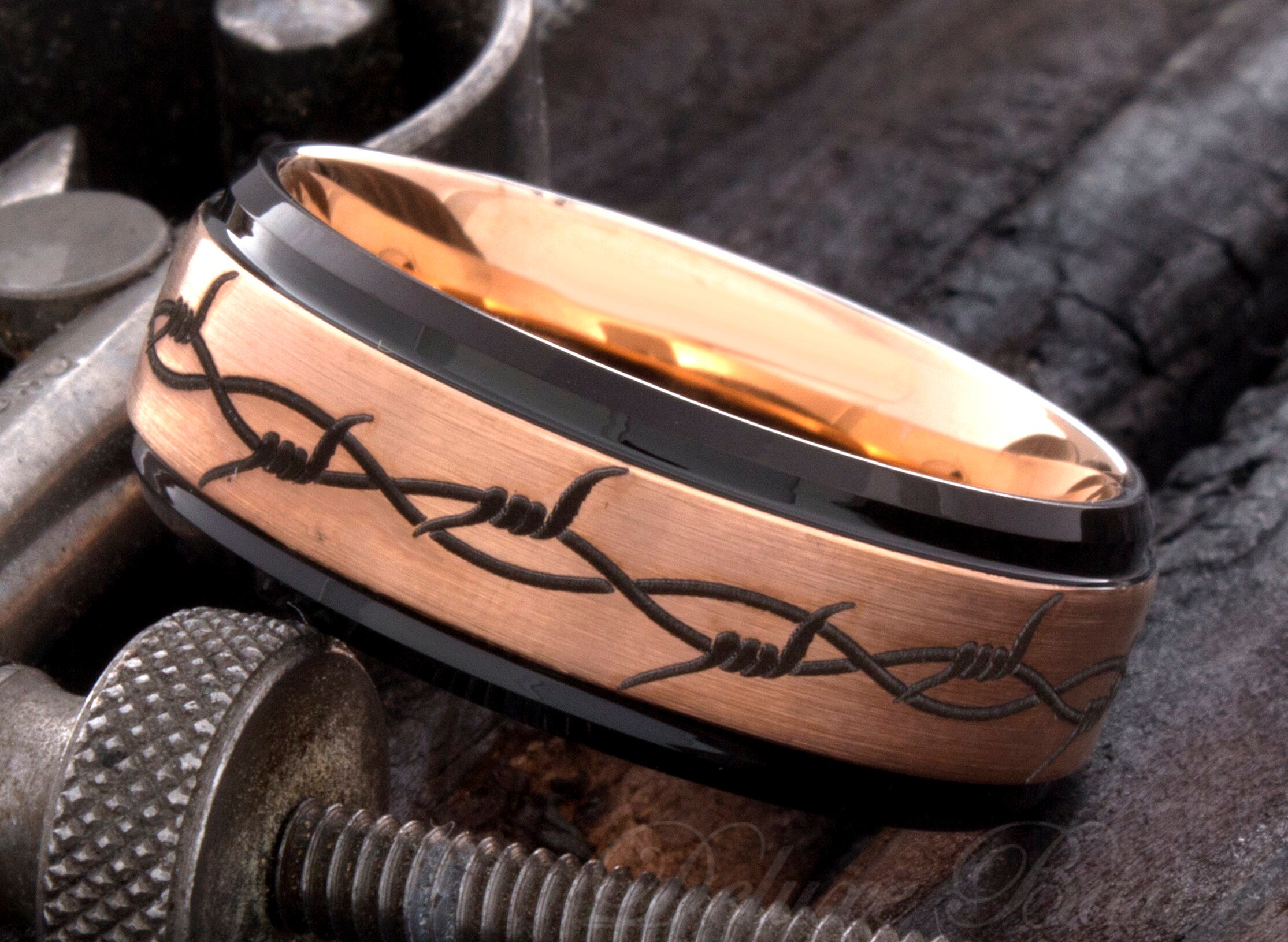 Barbed Wire Ring Mens Tungsten Band Unique Engagement Ring - Etsy