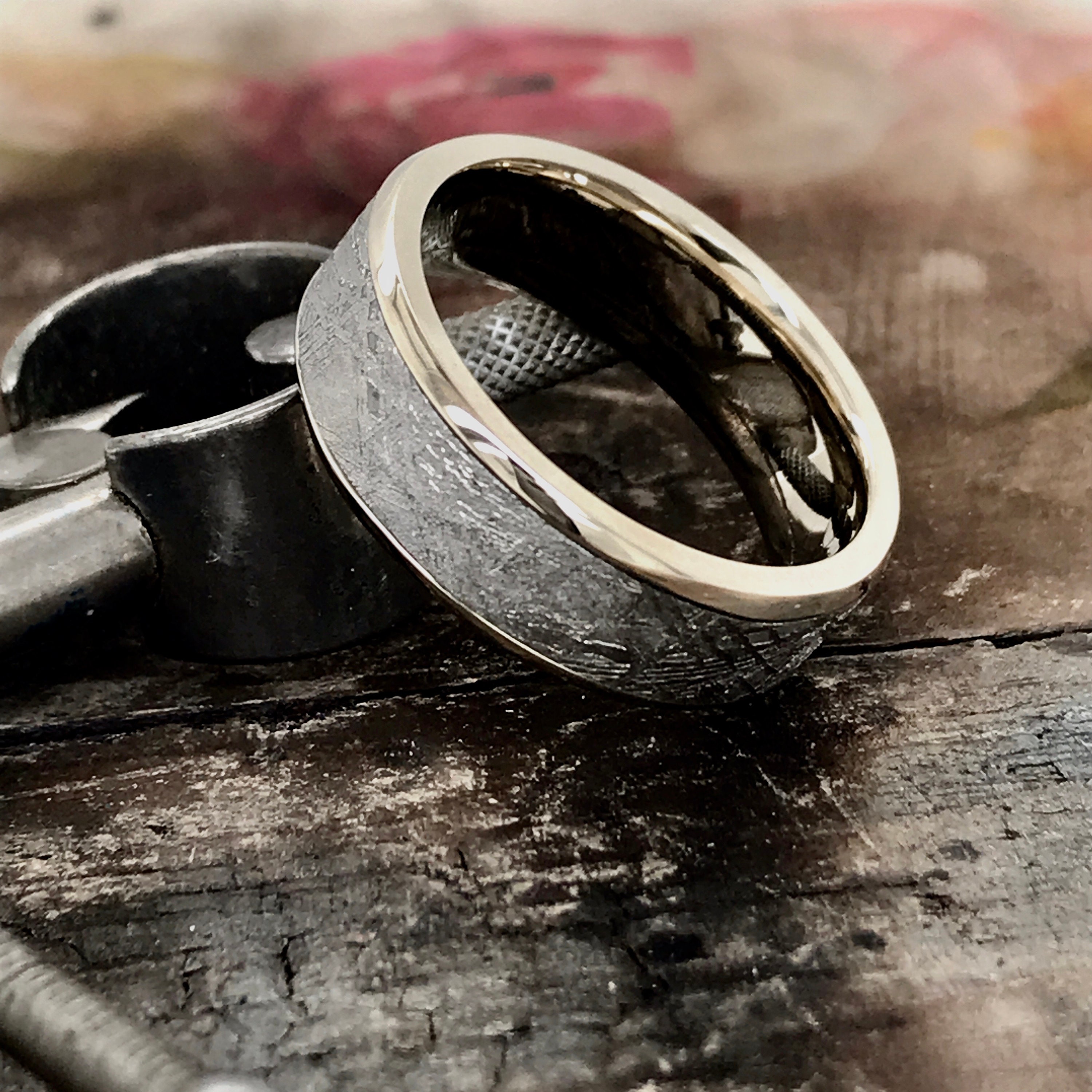 Meteorite Ring Mens Meteorite Ring Titanium Ring Mens | Etsy