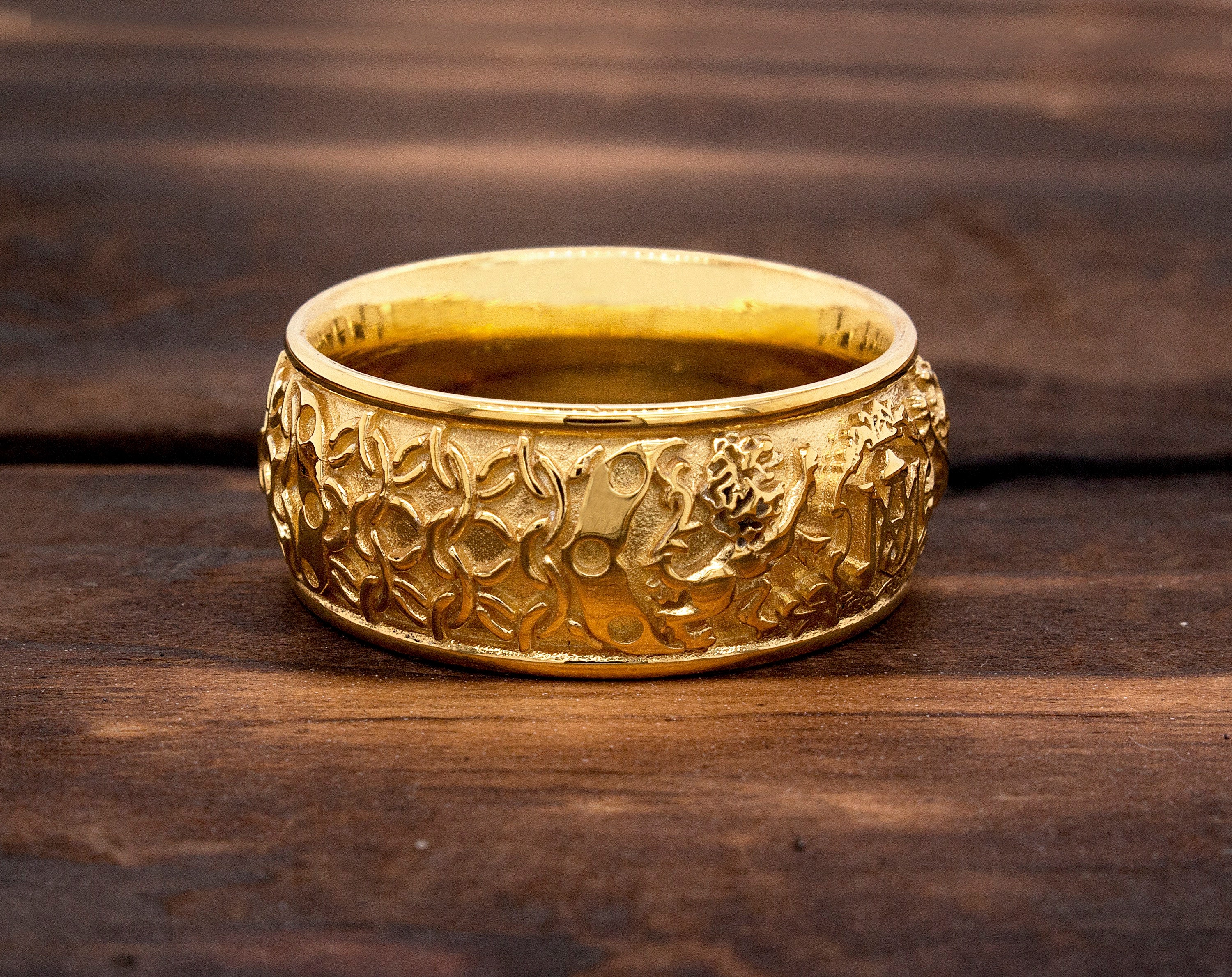 Custom Monogram Ring Solid Gold Wedding Band With Personalized Initials ...