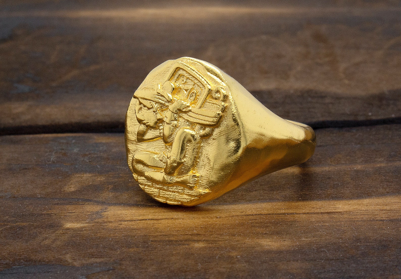 Gold Mayan Ring Mayan Calendar Ring Men's Signet Ring - Etsy