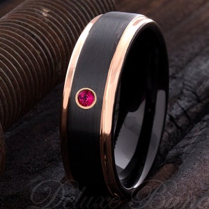 Ruby Tungsten Ring - Mens Tungsten Ring - Wedding Ring for Him ...