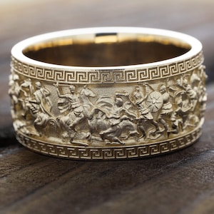 Alexander the Great Ring, Solid 14k Gold Ring, Men's Wedding Ring ...