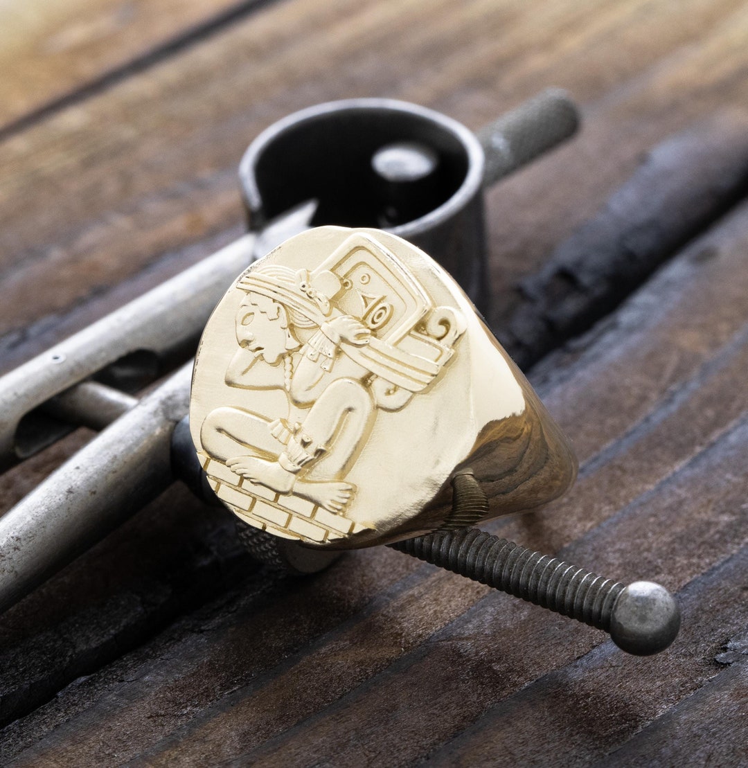 Gold Mayan Ring, Mayan Calendar Ring, Men's Signet Ring, Burden of Time ...