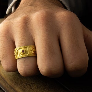 Alexander the Great Ring, Solid 14k Gold Ring, Men's Wedding Ring ...
