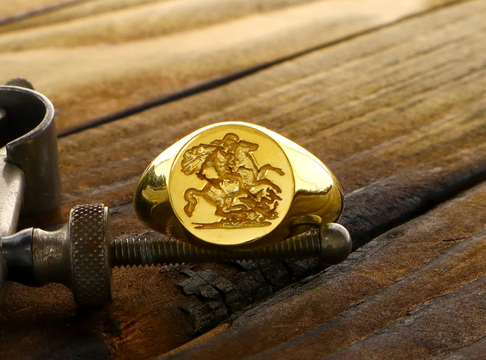 St George Dragon Slayer Ring, Saint George Ring, Wax Seal Signet Ring ...