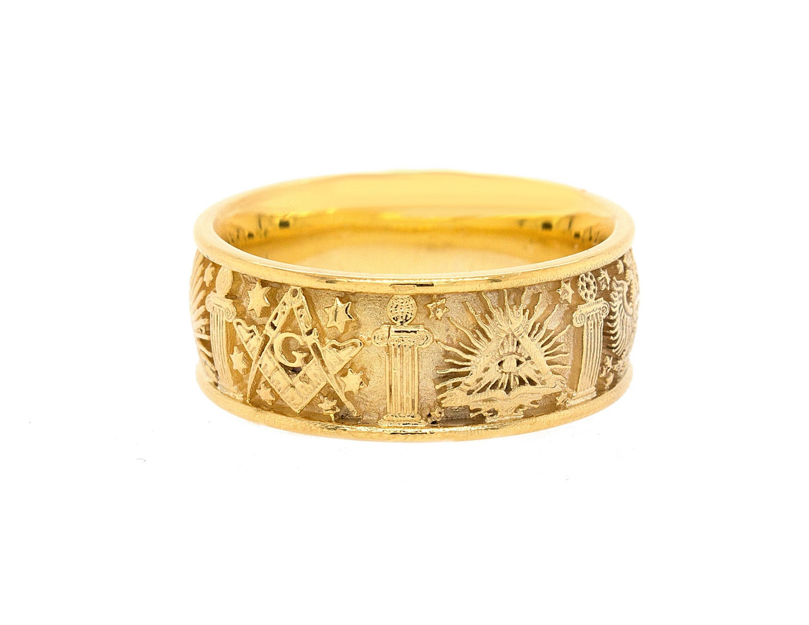 Gold Mason Ring Masonic Ring Solid 14k Yellow Gold Ring - Etsy